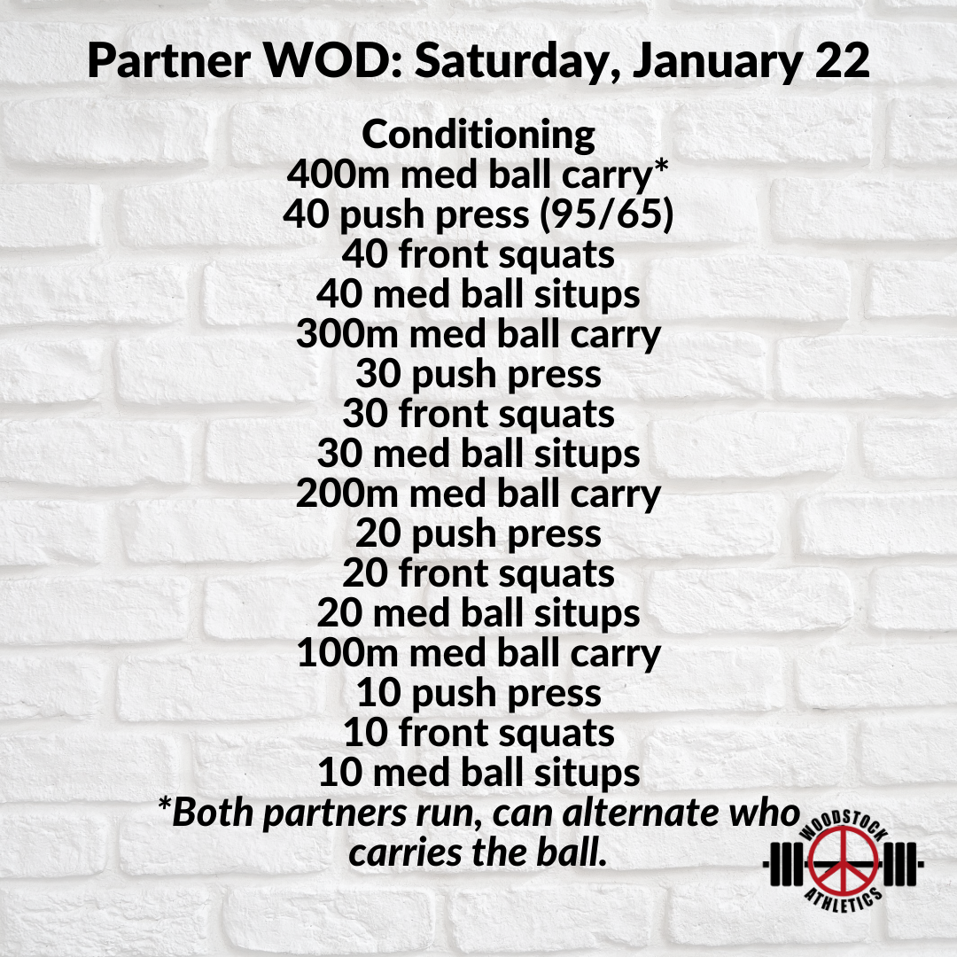 Partner WOD: Saturday, January 22 – woodstockathletics