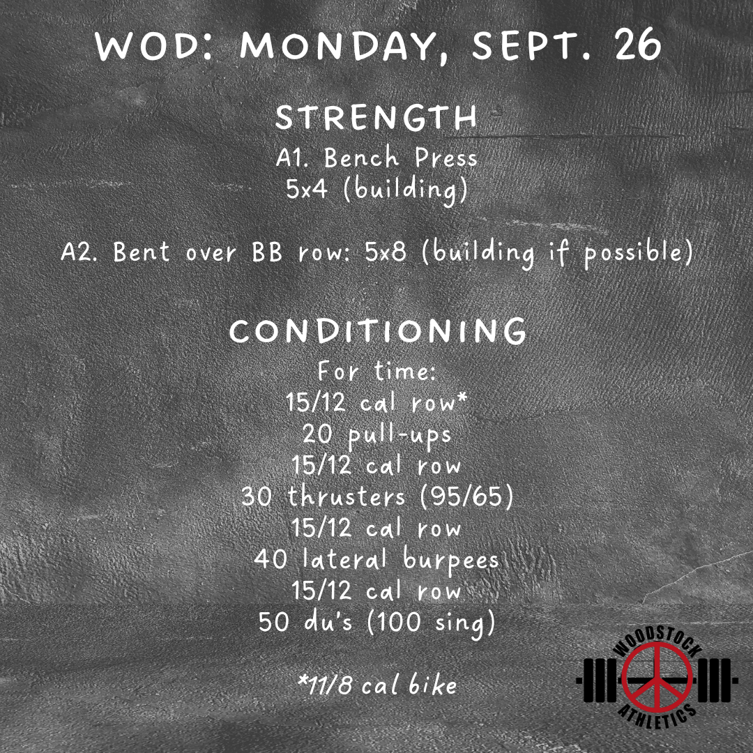 WOD: Monday, September 26 – woodstockathletics