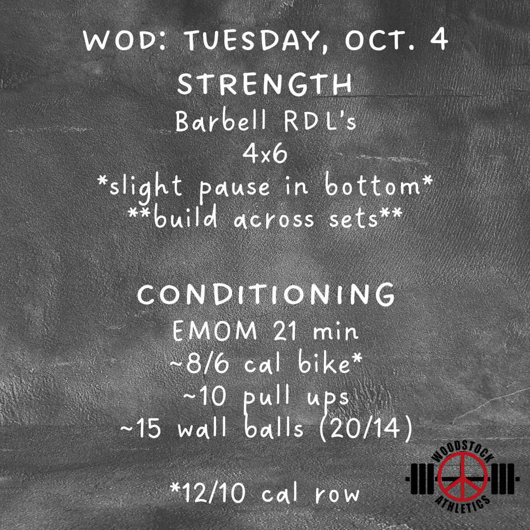 WOD: Tuesday, October 4 – woodstockathletics