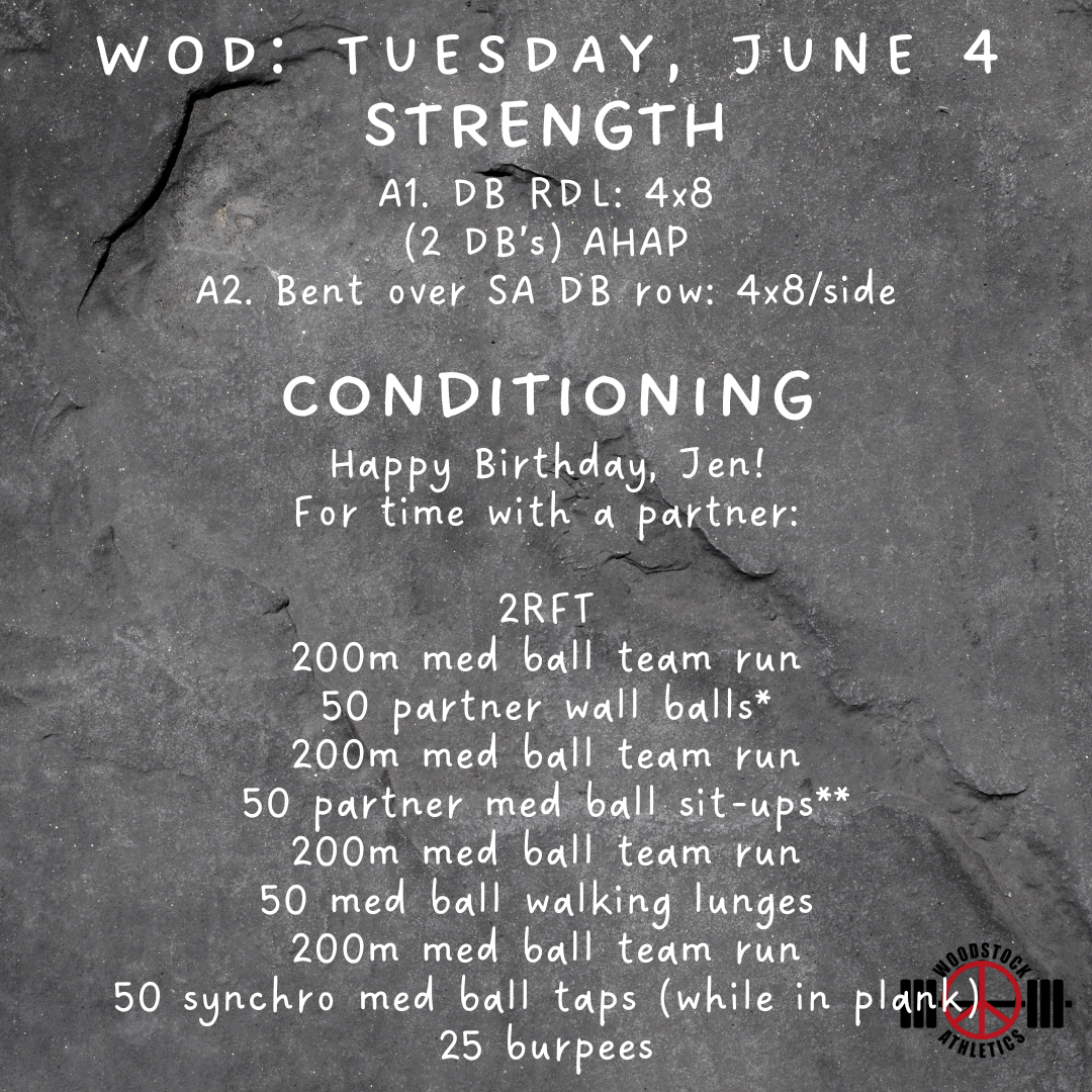 Birthday WOD & Barbell Club: Tuesday, June 4 – woodstockathletics