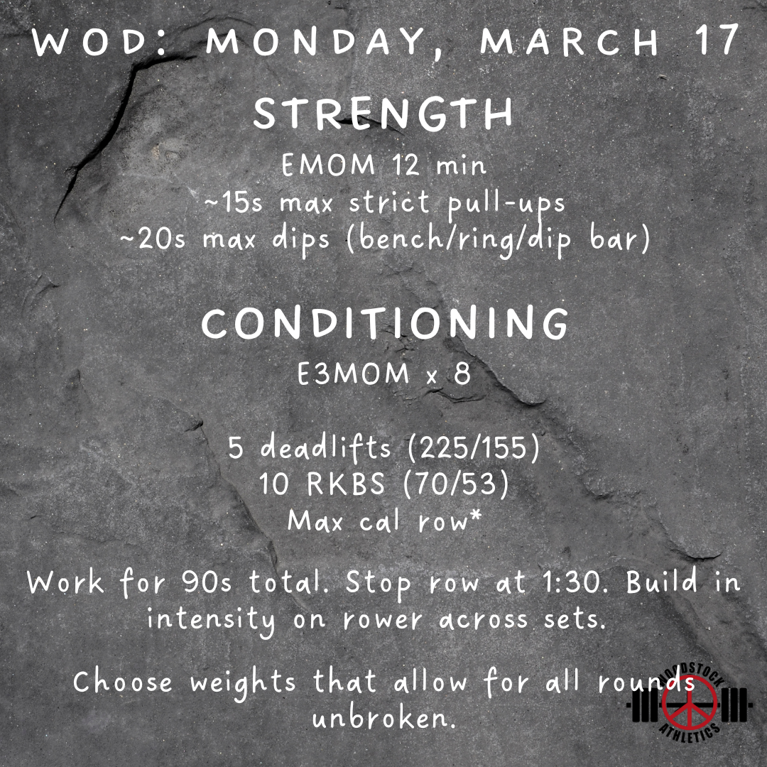 WOD: Monday, March 17 – woodstockathletics